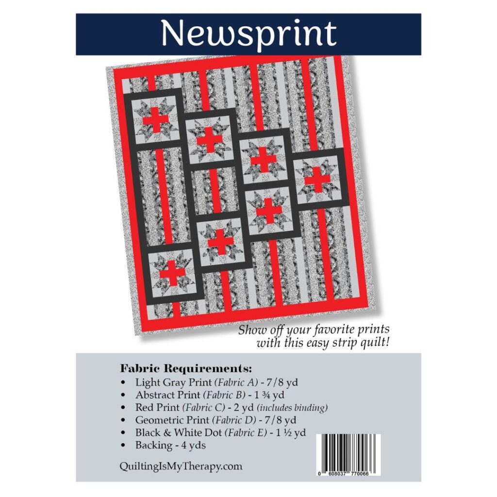 Newsprint Quilt Pattern - Downloadable PDF - Quilting Is My Therapy