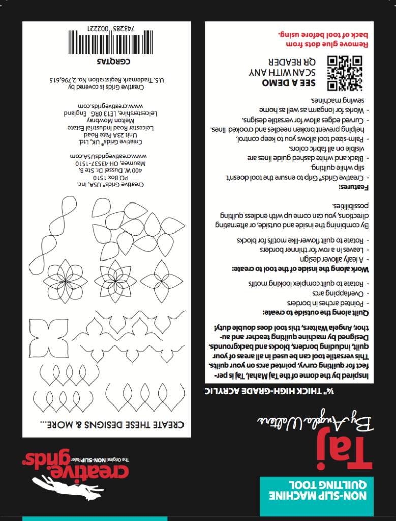 Taj Machine Quilting Ruler - Quilting Is My Therapy